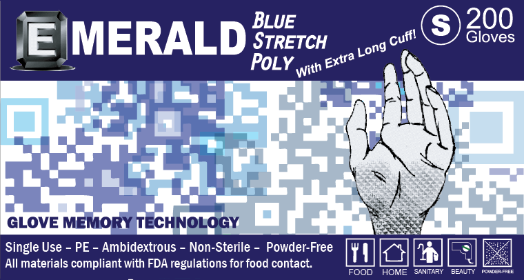 Emerald Blue Stretch Poly Gloves