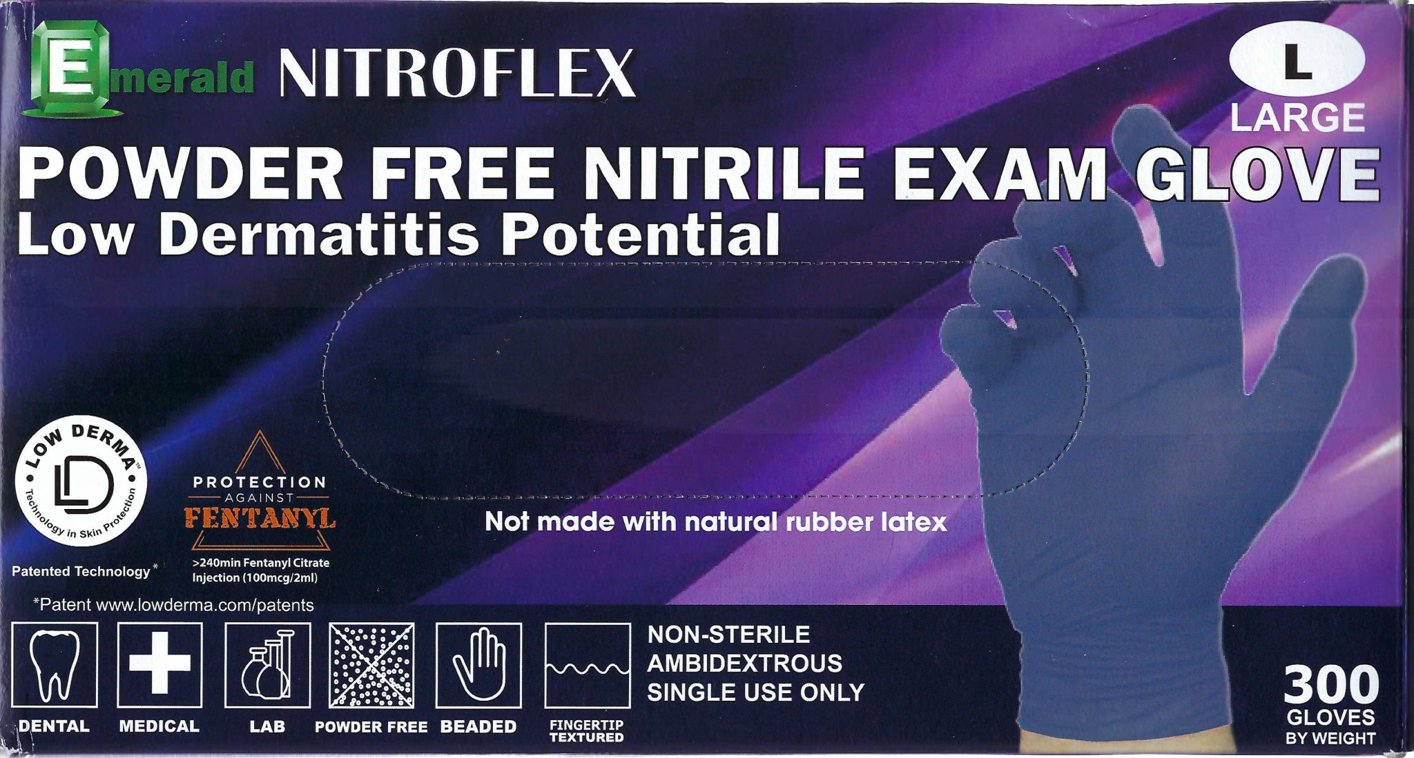 Nitroflex 300ct Fentantyl Rated Nitrile Exam Gloves